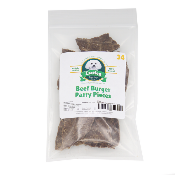 Small Treat: Beef Burger Patty Pieces – Lucky Premium Treats