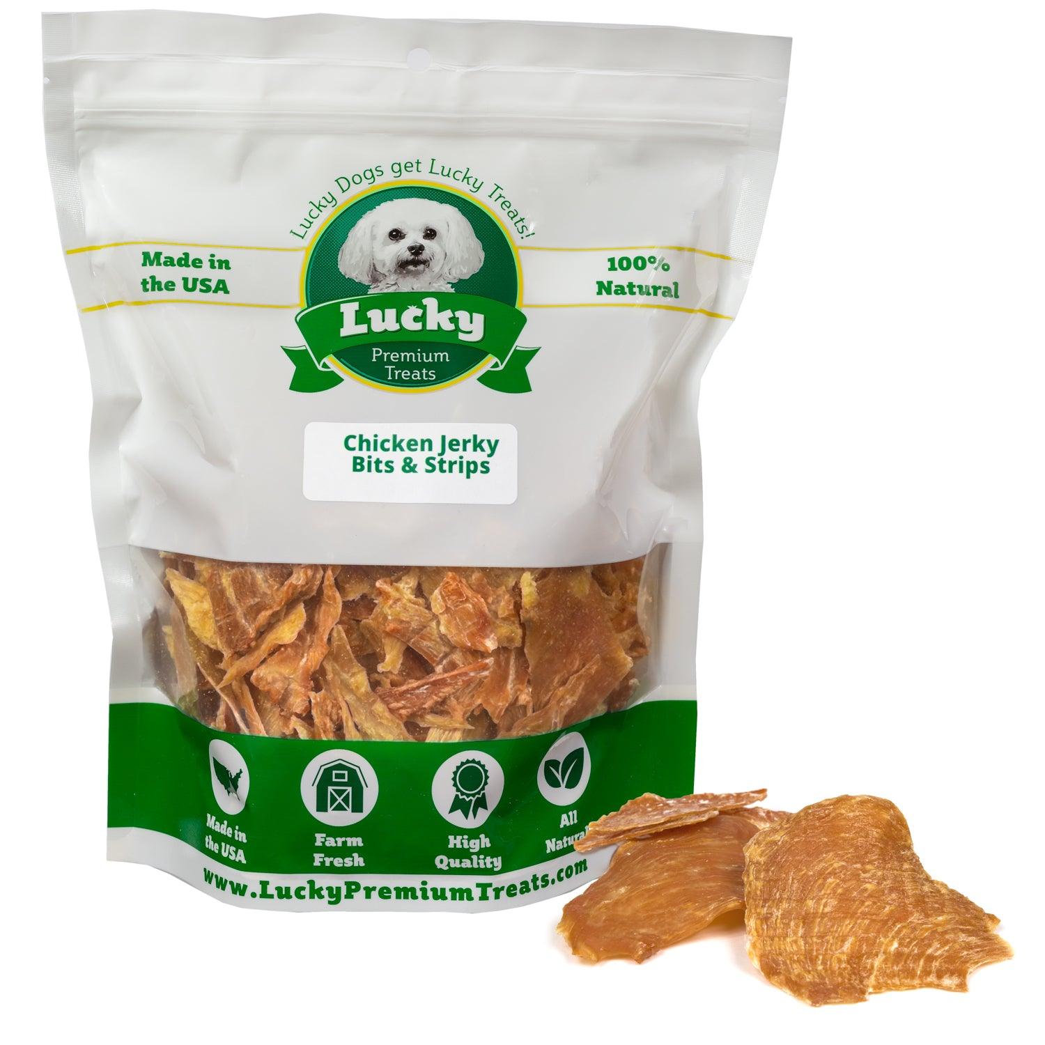 Chicken Jerky Bits & Strips – Lucky Premium Treats